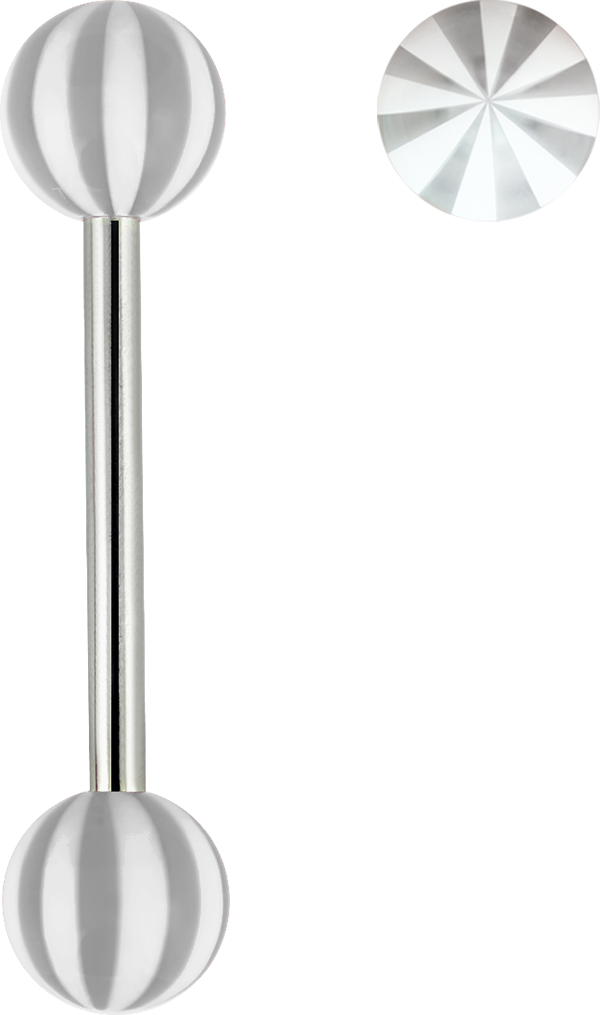 14g Striped Tongue Bar White – Keen on Piercing