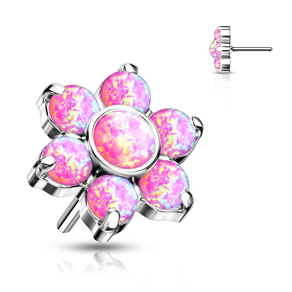 Pink Opal Flower Titanium Threadless Top – Keen on Piercing