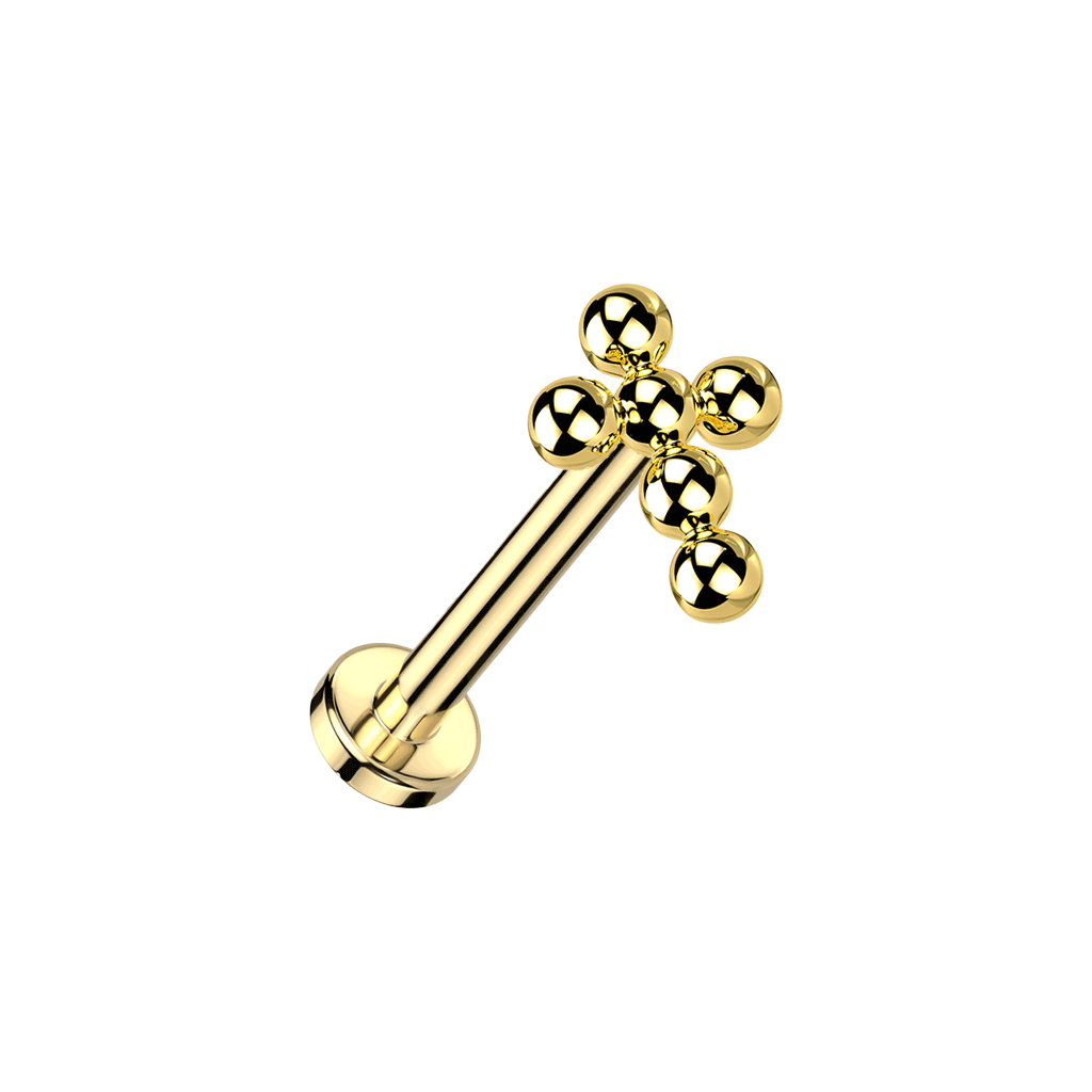 Gold Cross Titanium Threadless Labret – Keen on Piercing