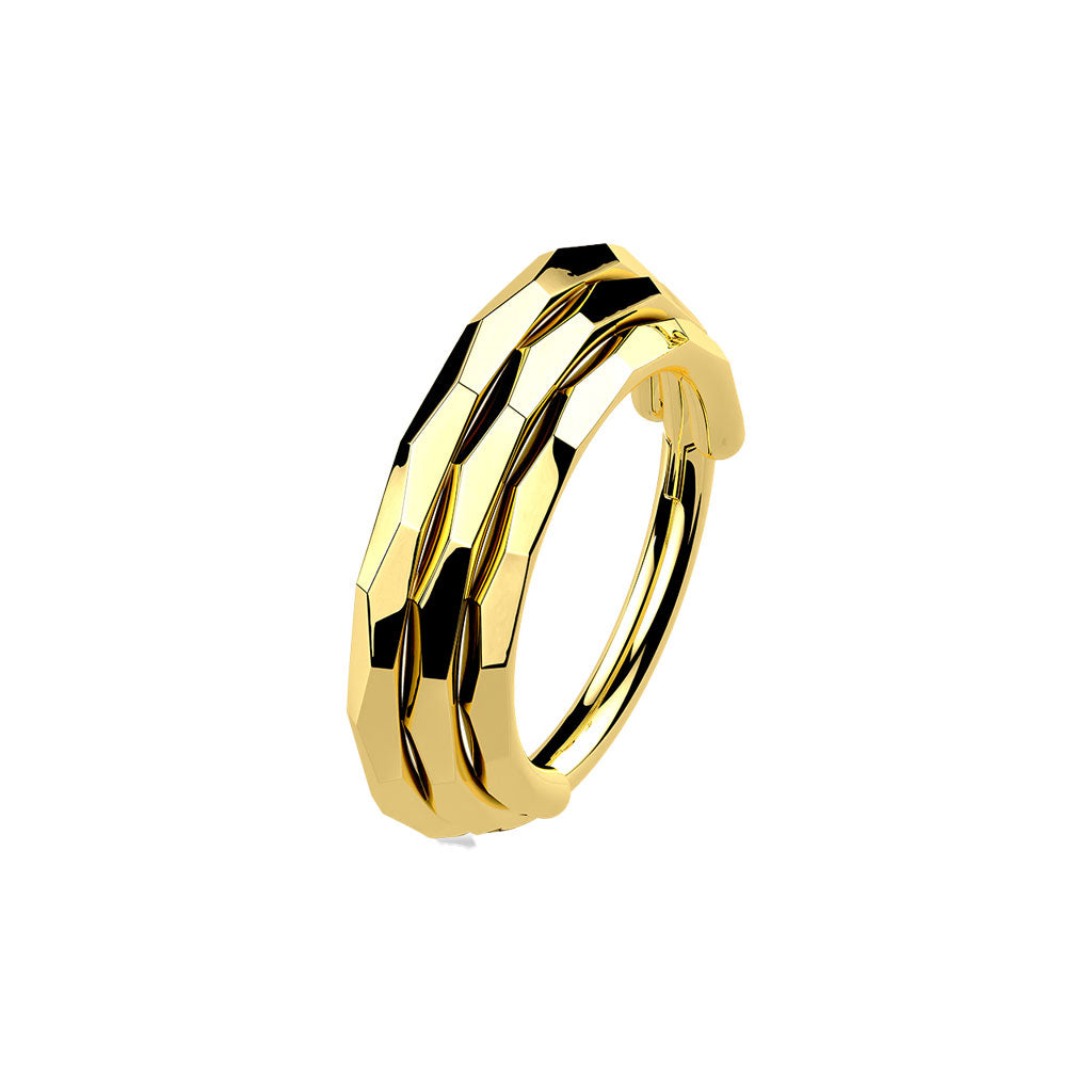 Gold Triple Lined Titanium Hinged Ring – Keen on Piercing