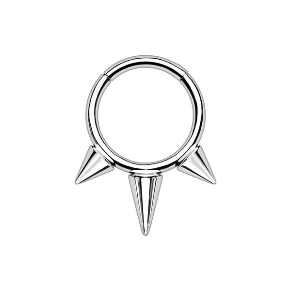 Silver Titanium Spike Hinged Ring – Keen on Piercing